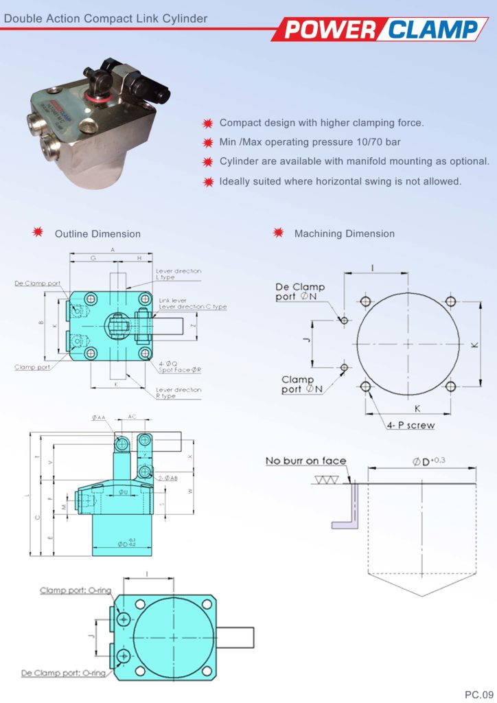 DOUBLE ACTION COMPACT LINK CYLINDER - Powerclamp